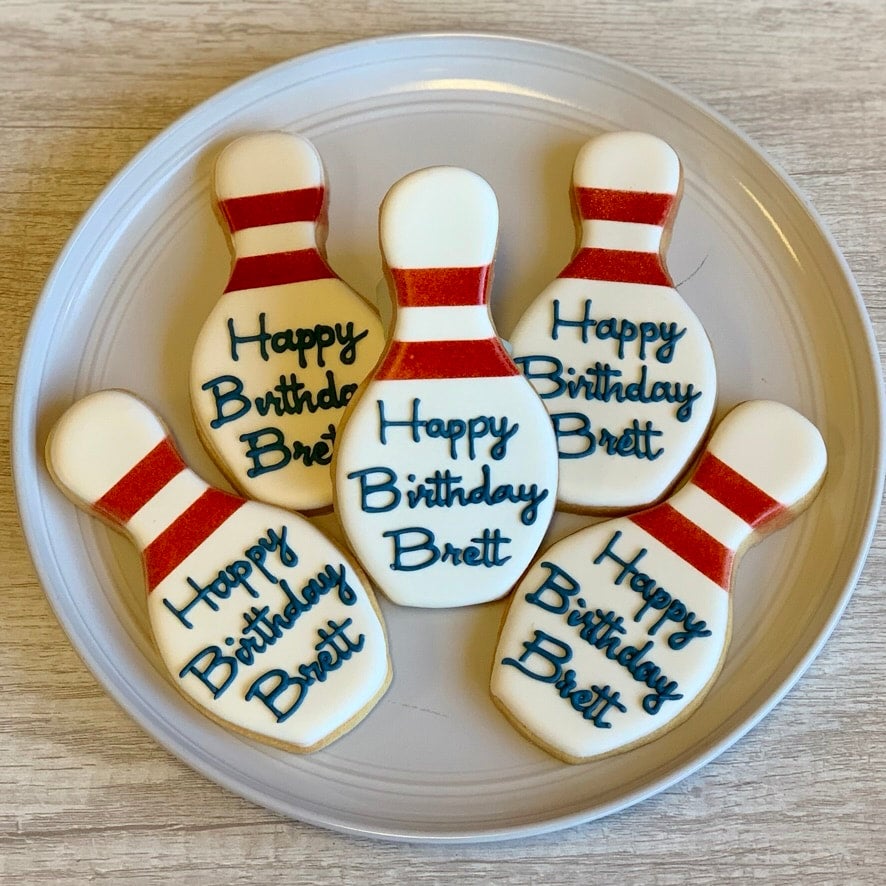 Bowling Pin Decorated Cookies (Pre-Order One Dozen) | Double Batch Bakery