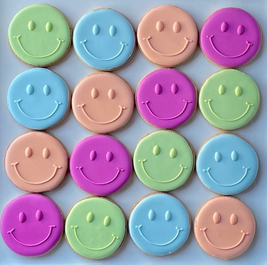 Smiley Face Decorated Sugar Cookie | Double Batch Bakery | Online Bakery